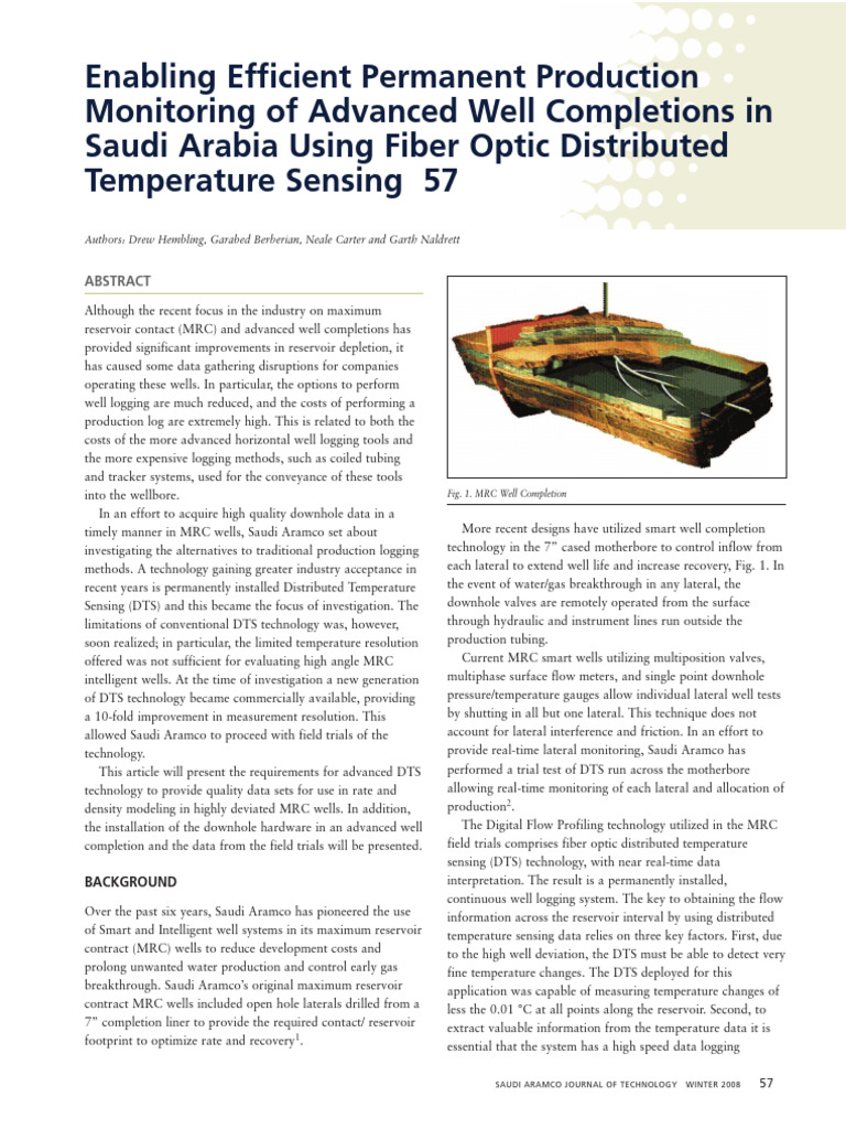 Advanced DTS for MRC Well Monitoring | PDF | Optical Fiber | Technology ...
