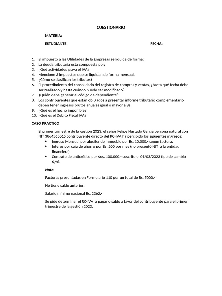 Cuestionario 1 | PDF