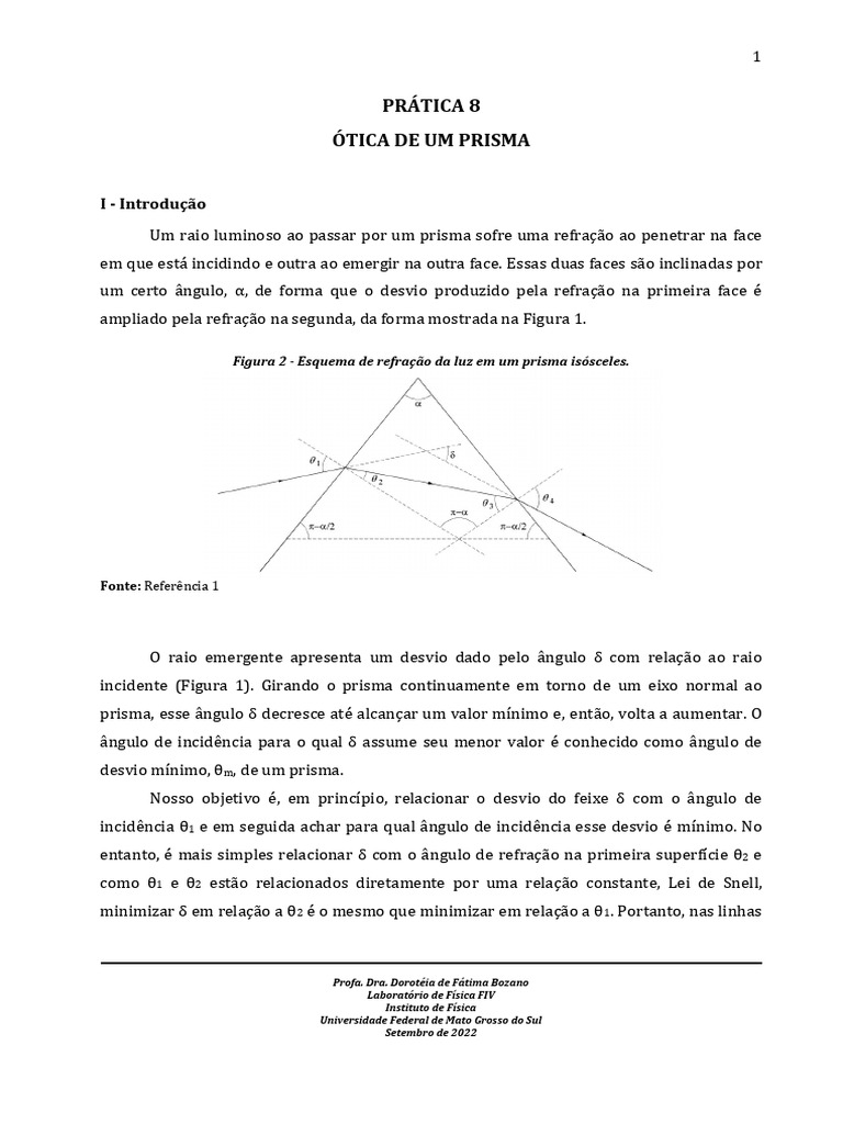 Prática 8 - Ótica de Um Prisma Setembro 2022 | PDF