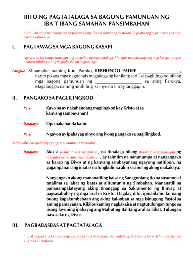 General Use Rito NG Pagtatalaga Sa Mga Samahang Pansimbahan | PDF