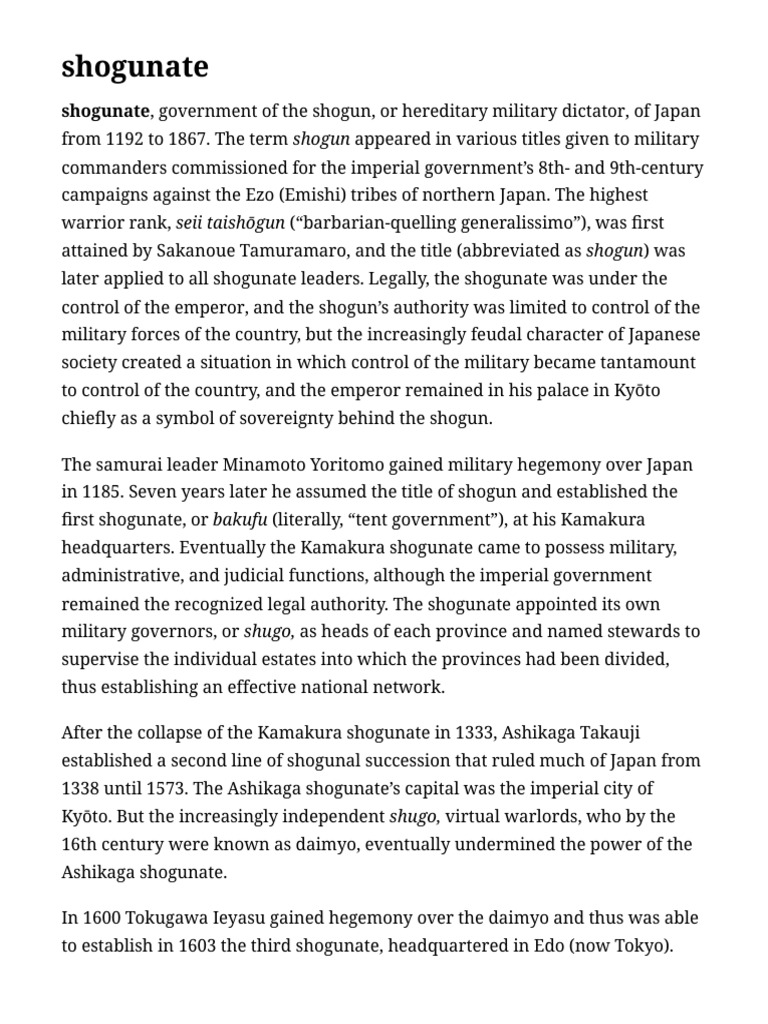 Shogunate BritannicaEncyclopedia | PDF