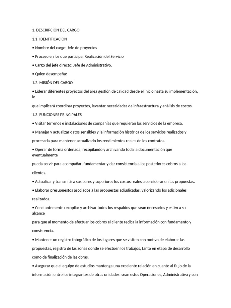 descripcion de cargo | PDF