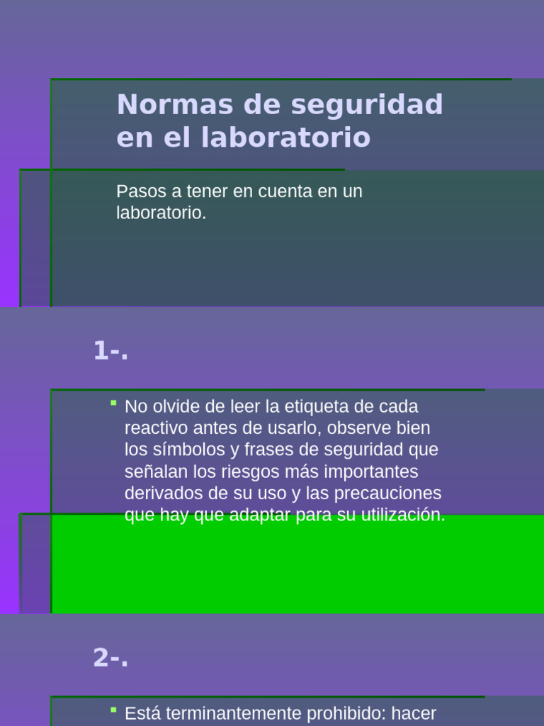 Normas de Seguridad en El Laboratorio | PDF