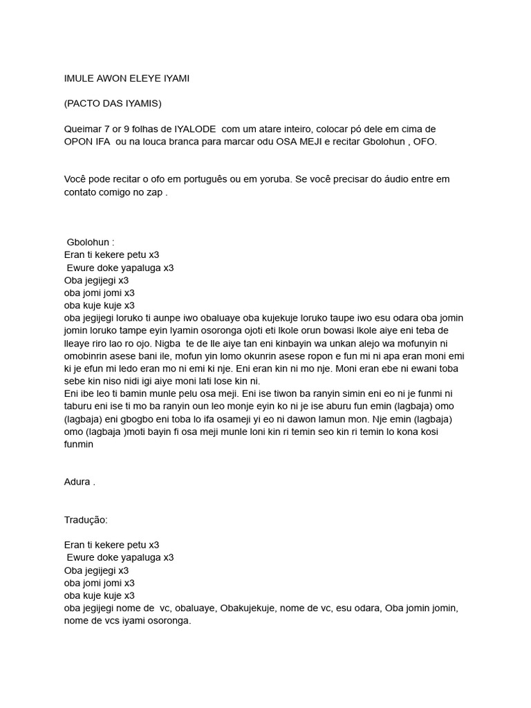 Imule Awon Eleye Iyami | PDF