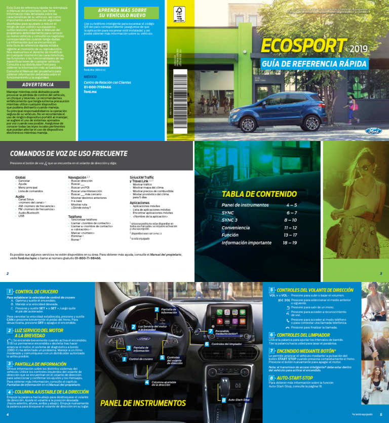2019-Eco-Sport-QRG-Version-1 QG SP MX 07 2018 | PDF