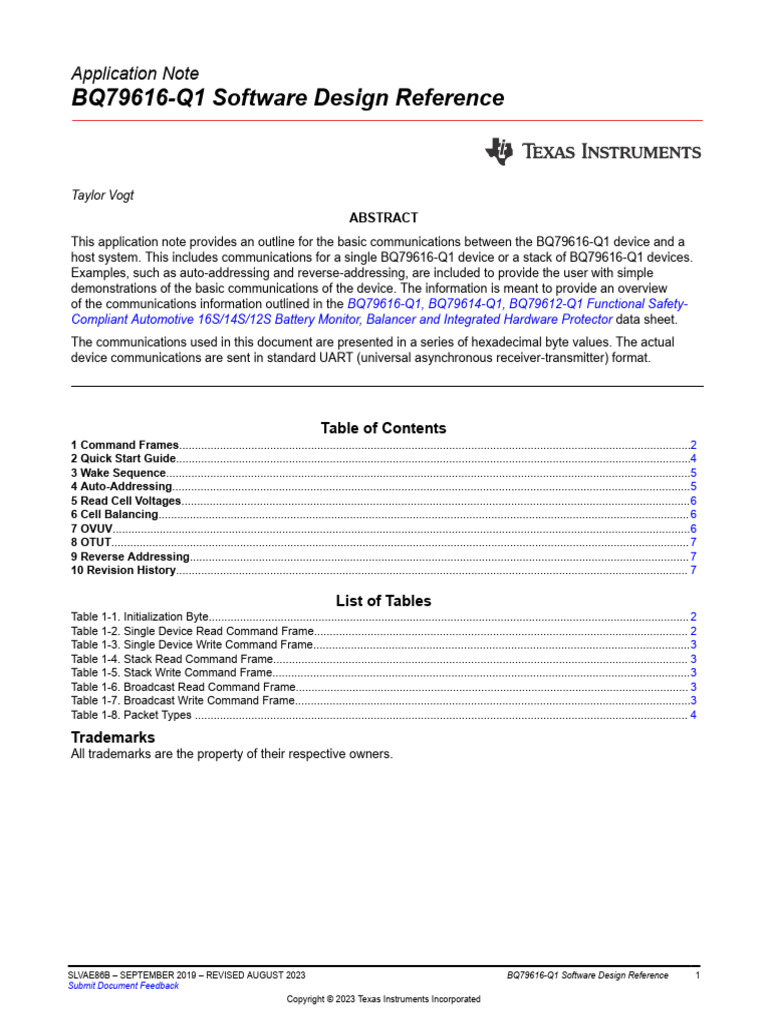 BQ79616-Q1 Software Design Reference (Rev. B) | PDF