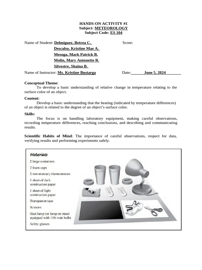 Hands On Activity | PDF