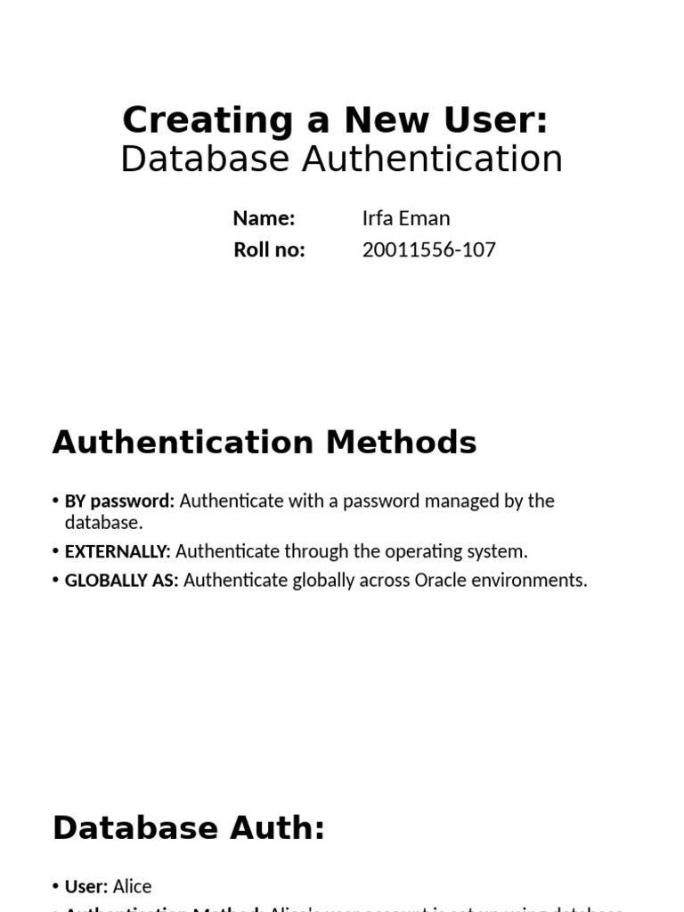 Creating A New User Database Auth (Autosaved) | PDF