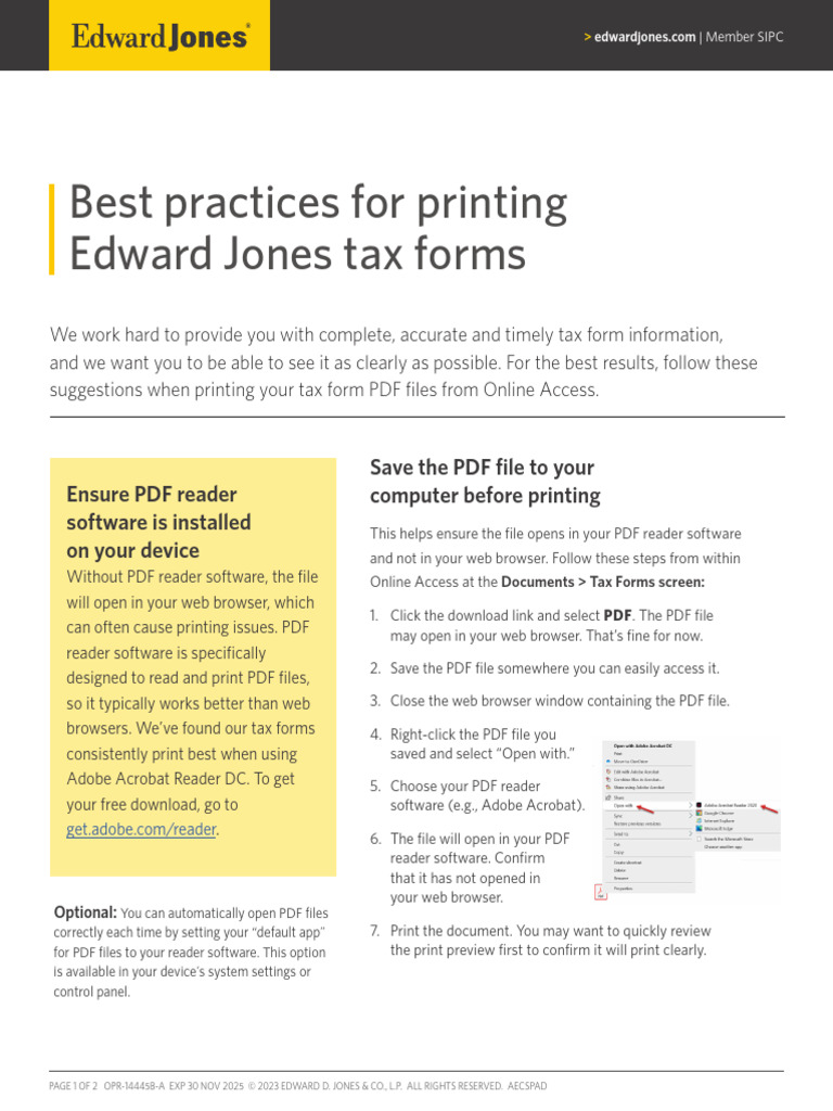 Best Practices For Printing Edward Jones Tax Forms | PDF