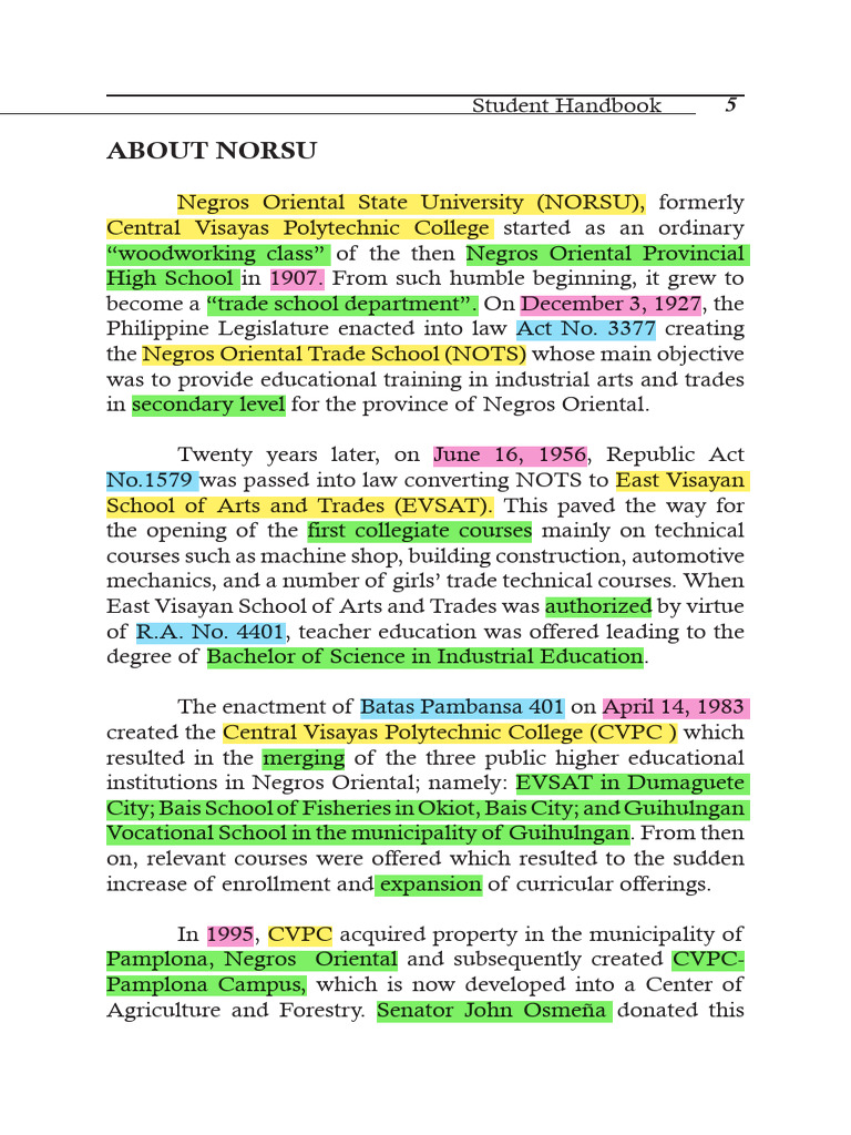 NORSU History | PDF | Educational Stages