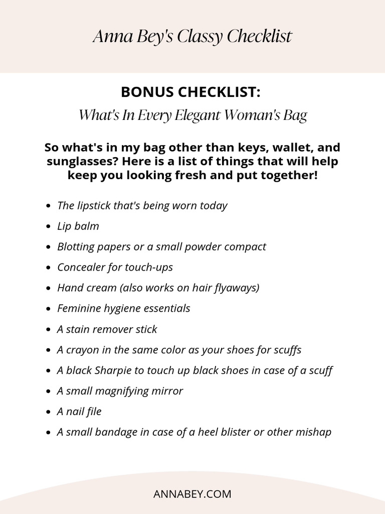 Anna Beys Classy Checklist (Przeciągnięte) | PDF