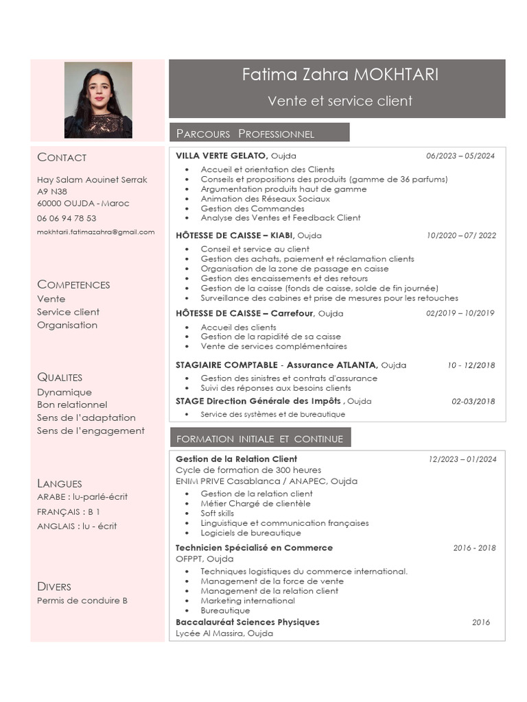 CV Fatima Zahra MOKHTARI 04 2024 | PDF