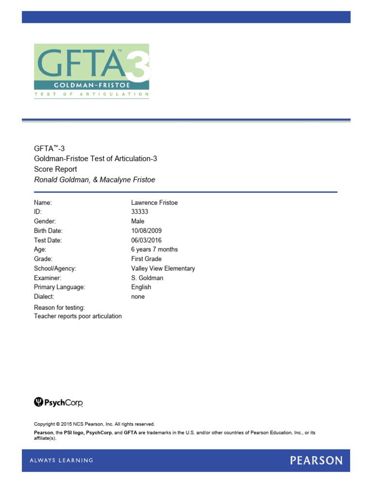 GFTA 3 Sample Report | PDF