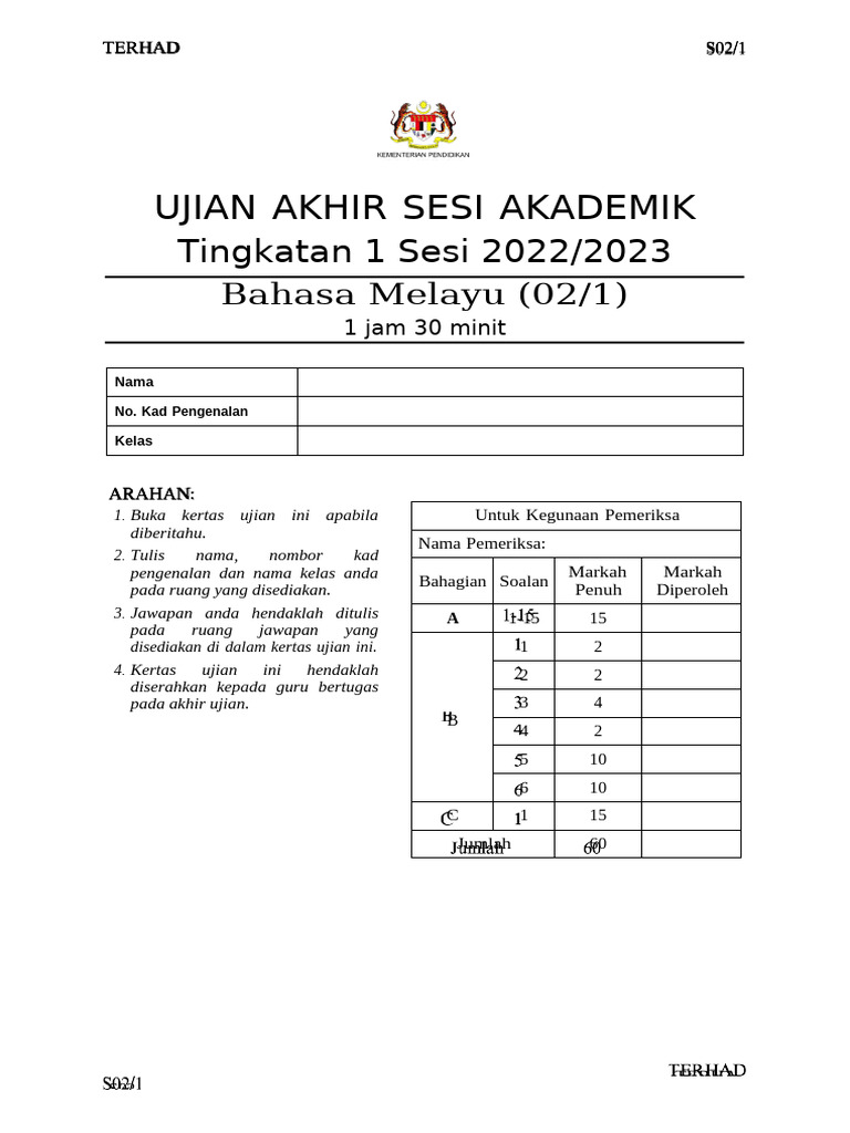 BM (1) Ting 1 UASA 2022 | PDF