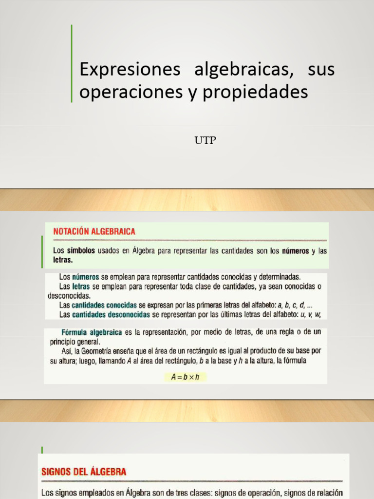 Expresiones Algebraicas - Sus Operaciones y Propiedades | PDF
