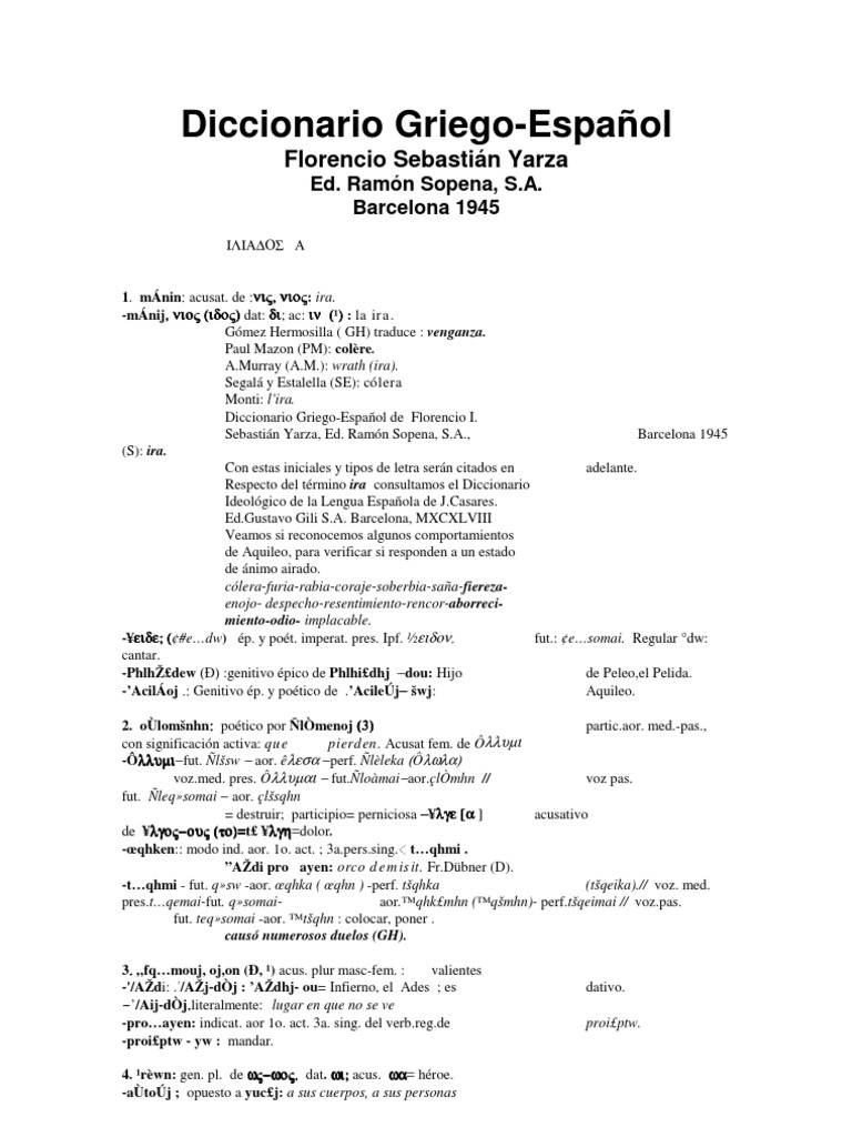 Yarza Florencio S - Diccionario Griego Espa Ol | PDF | Idiomas