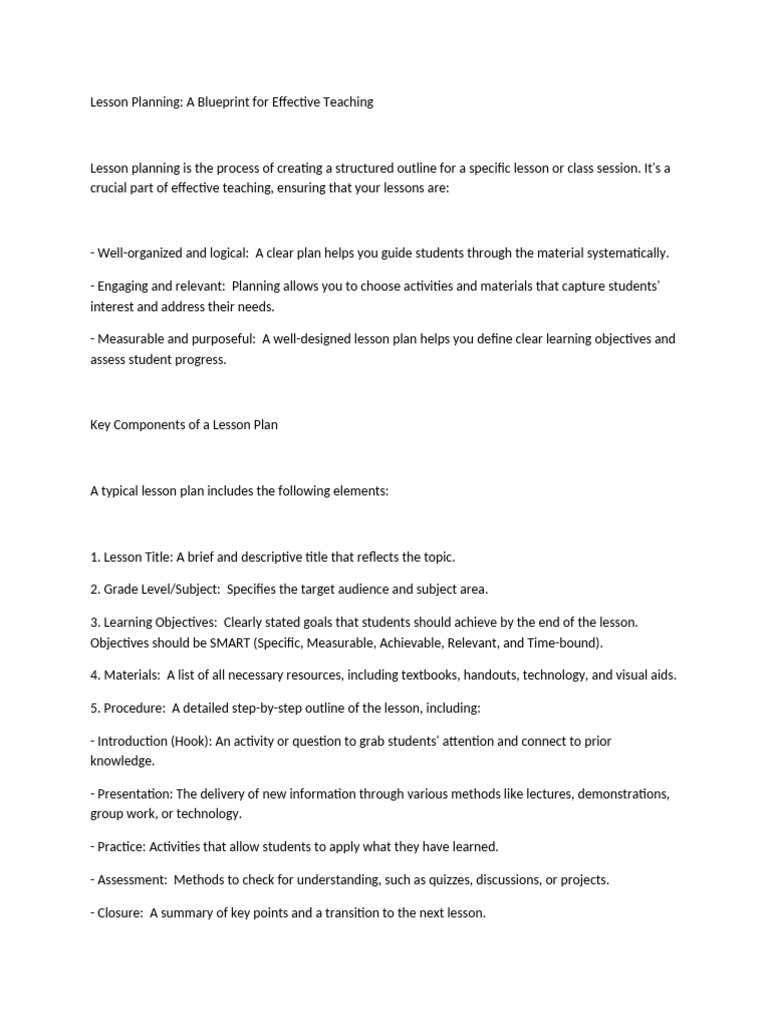 Lesson Planning | PDF