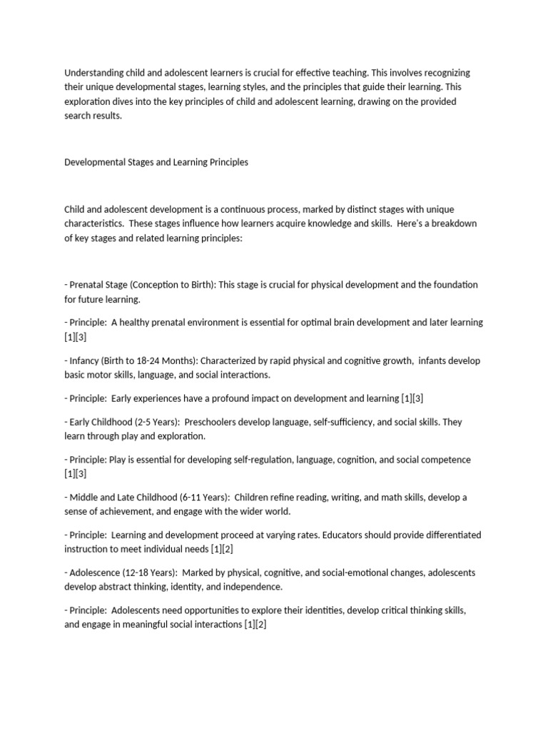 The child and adolescent learners and learning principle | PDF