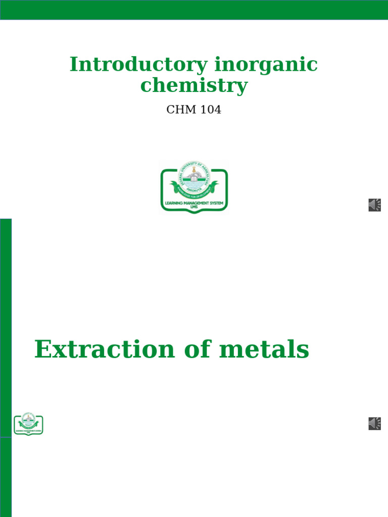 CHM 104-Extraction of Metals - 2023-2024 Note | PDF | Anode | Social Science