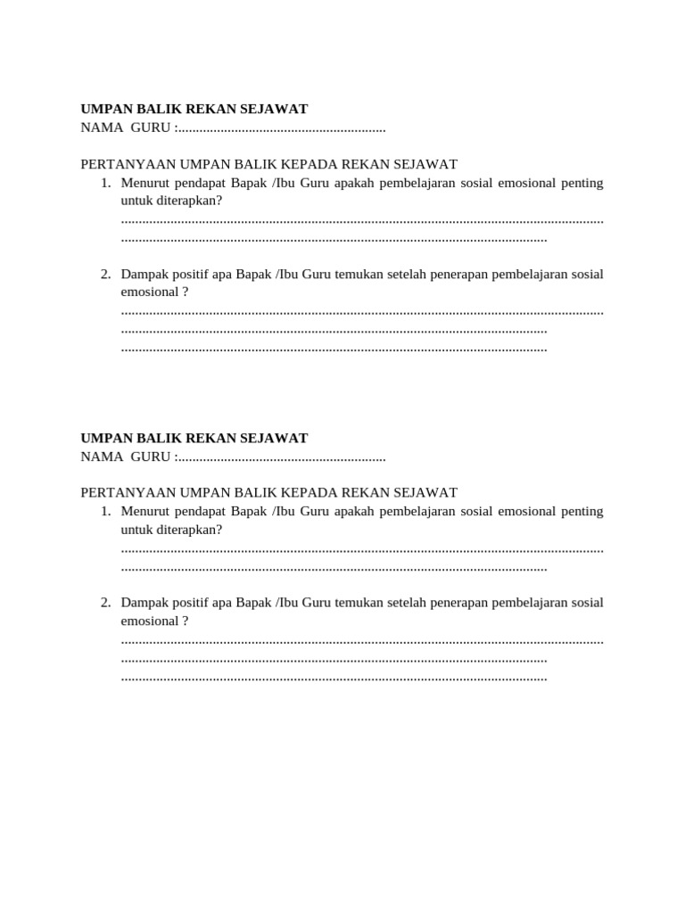 Umpan Balik Rekan Sejawat Modul 2 | PDF