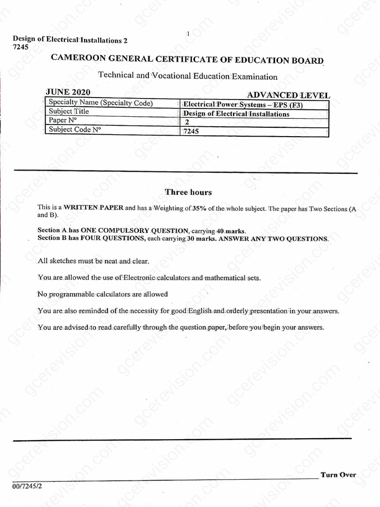 Al 2020 Design of Electrical Installation 2 | PDF