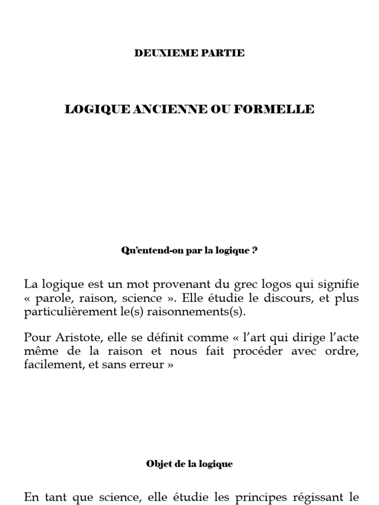 Logique Formelle L1 LMD ABA | PDF