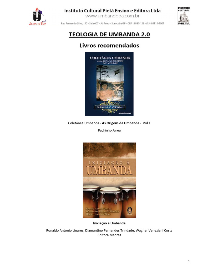 Apostila TEO 2.0 - Aula 04 - Anexo 01 - Livros | PDF