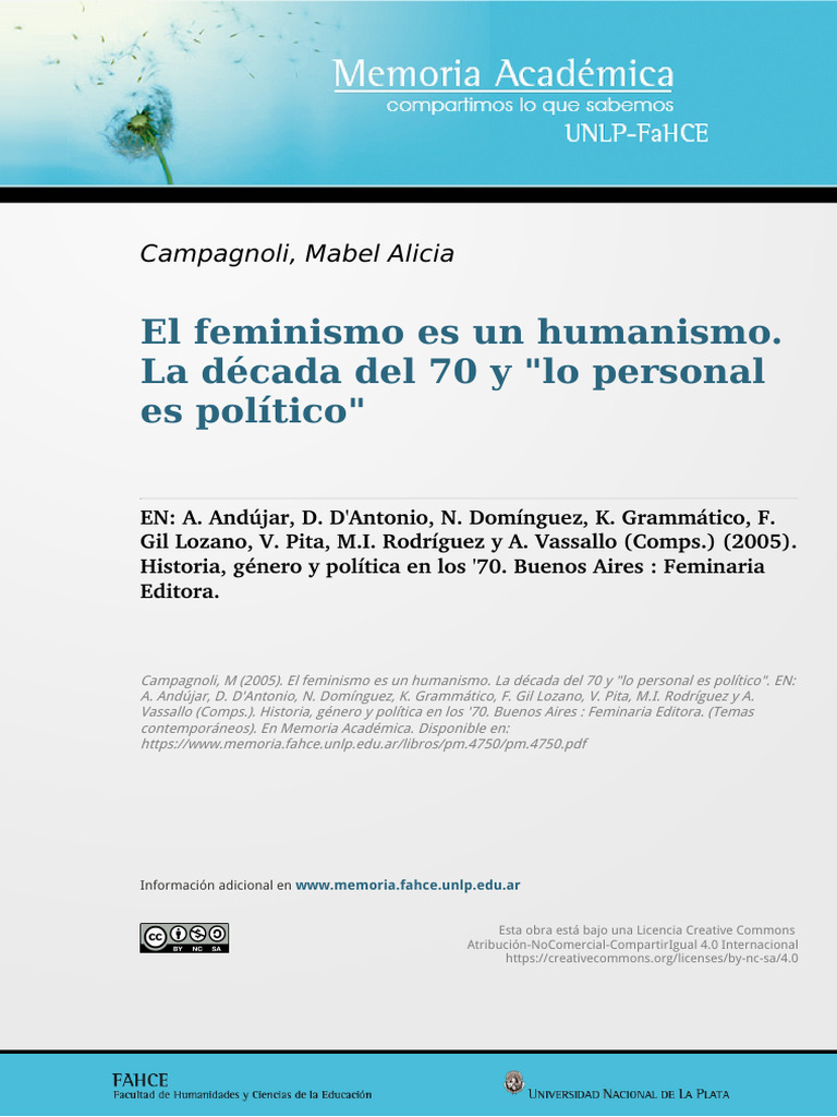 Campagnoli El Feminismo Es Un Humanismo | PDF | Existencialismo | Feminismo