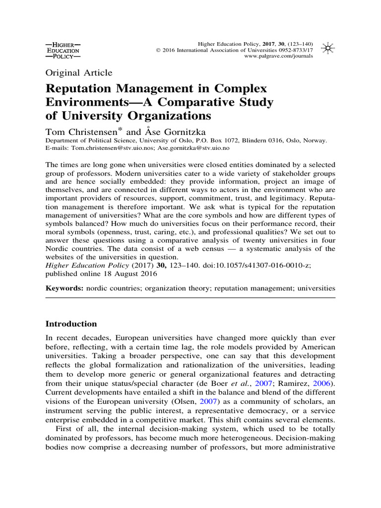 Reputation Management in Complex | PDF