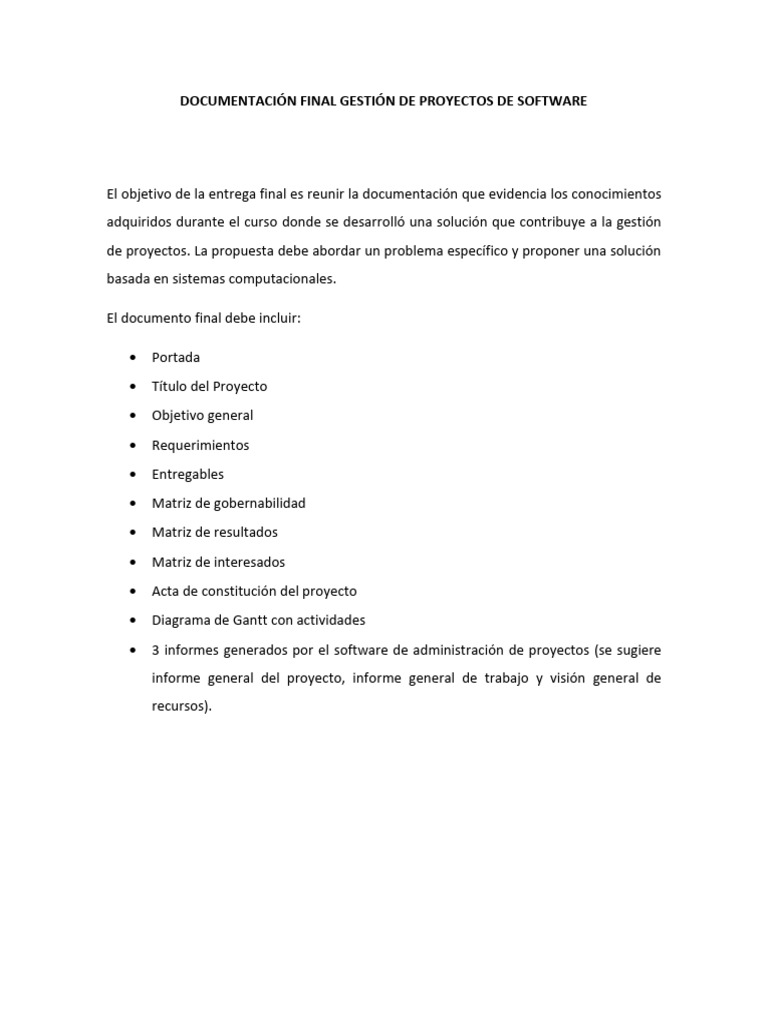 Documentación Final Gestión de Proyectos de Software | PDF
