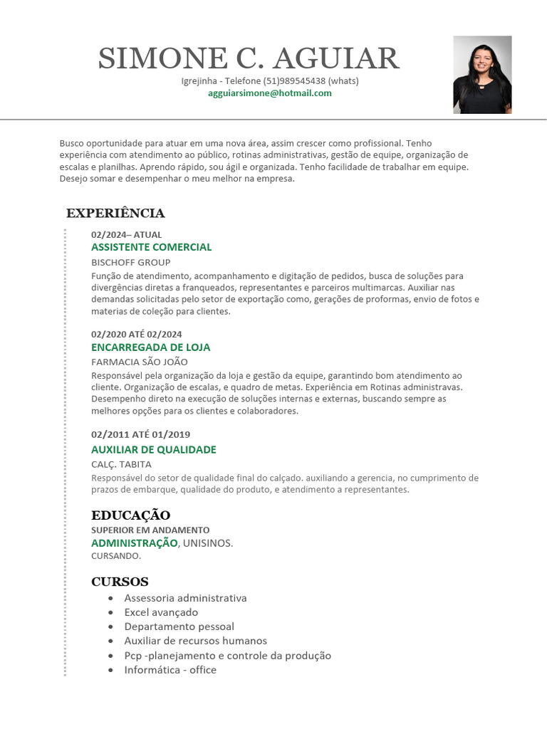 Curriculo - Simone Aguiar | PDF
