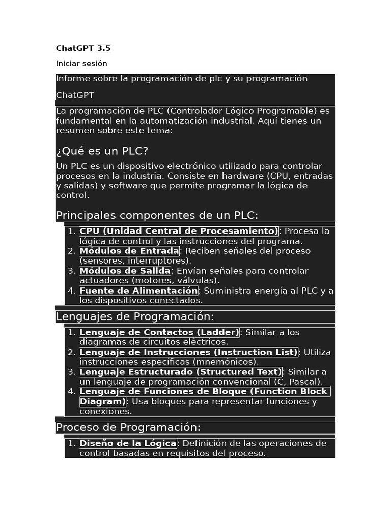 Informe Sobre Programacion Plc | PDF