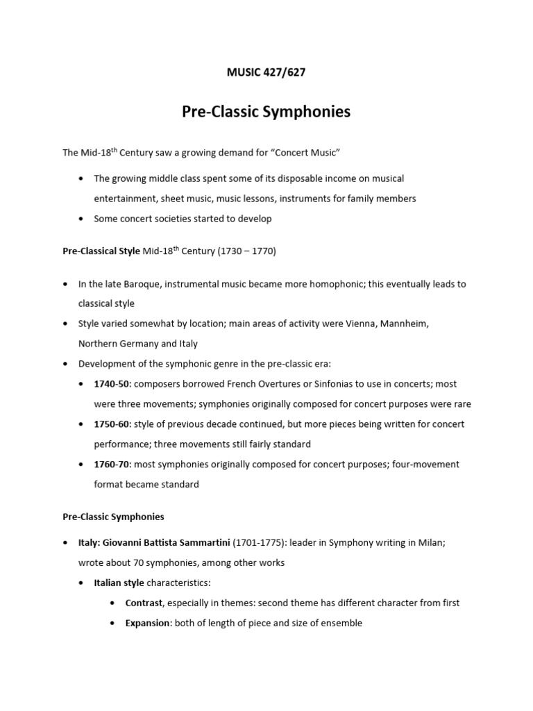 2 Pre Classical | PDF | Symphony | Art