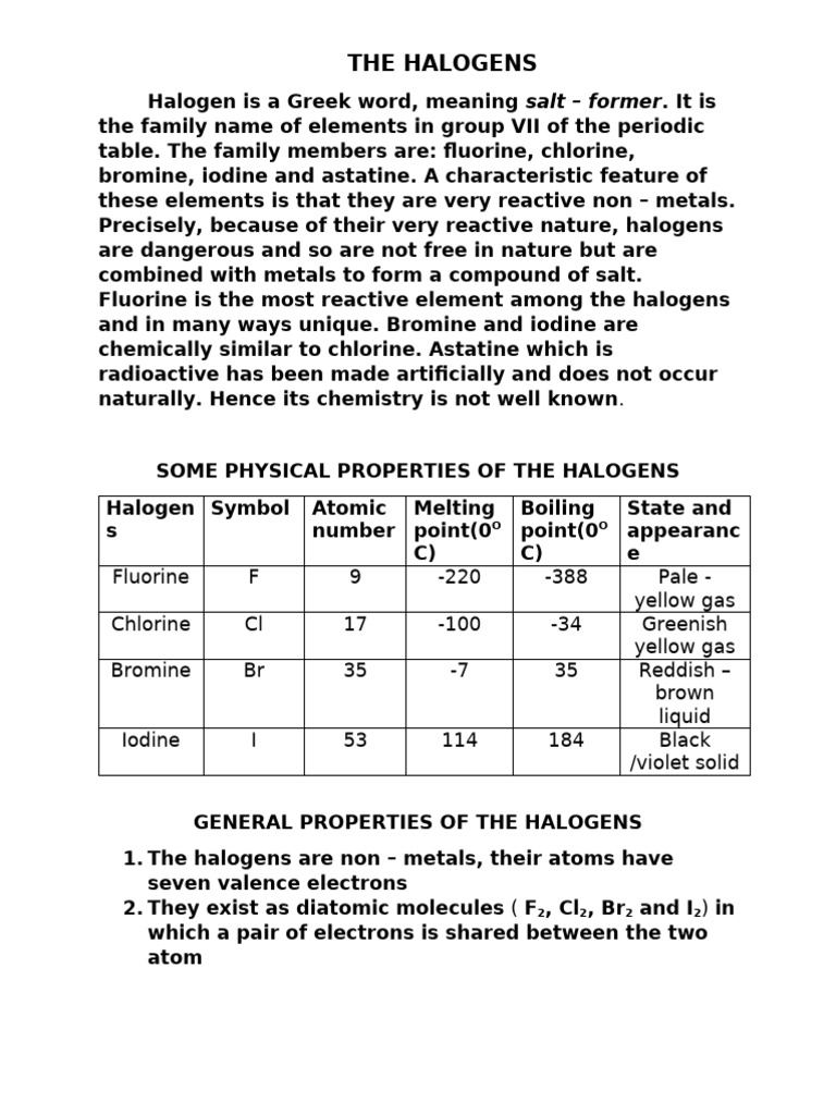 The Halogens | PDF