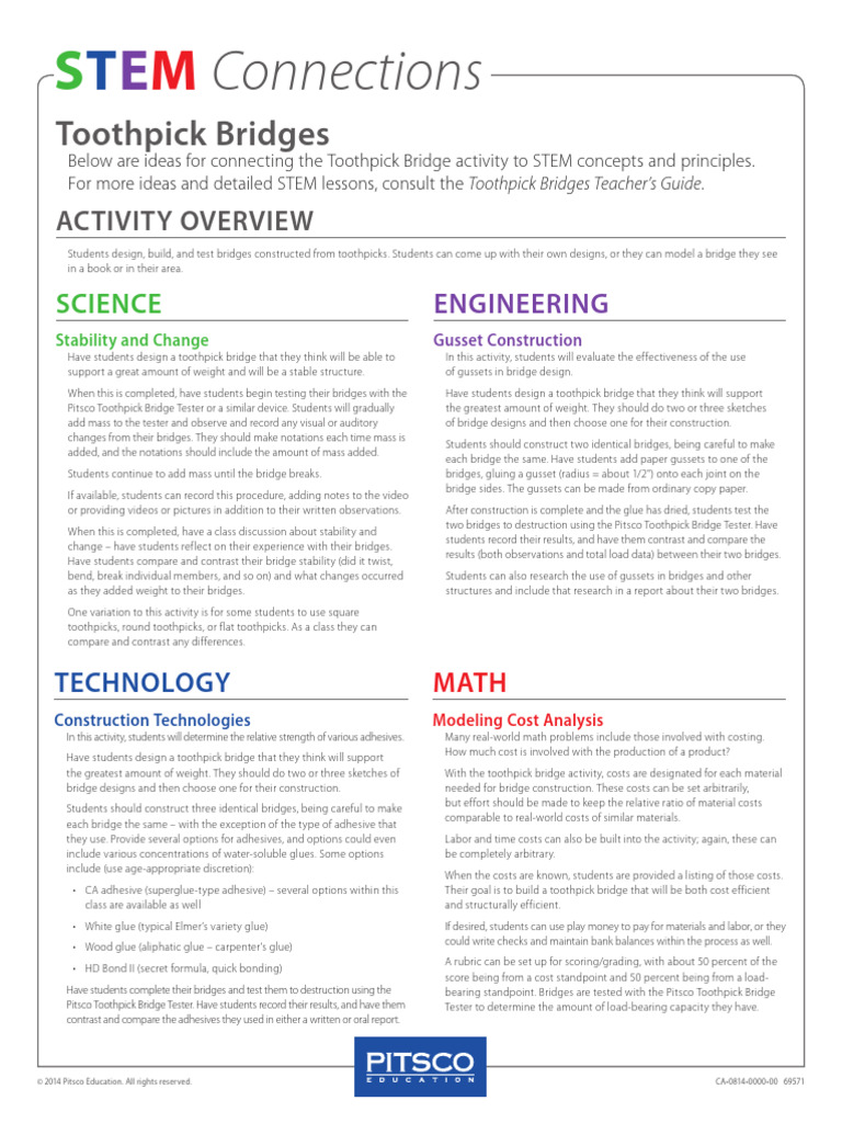 Toothpick Bridge STEM Activities Guide | PDF | Adhesive | Art