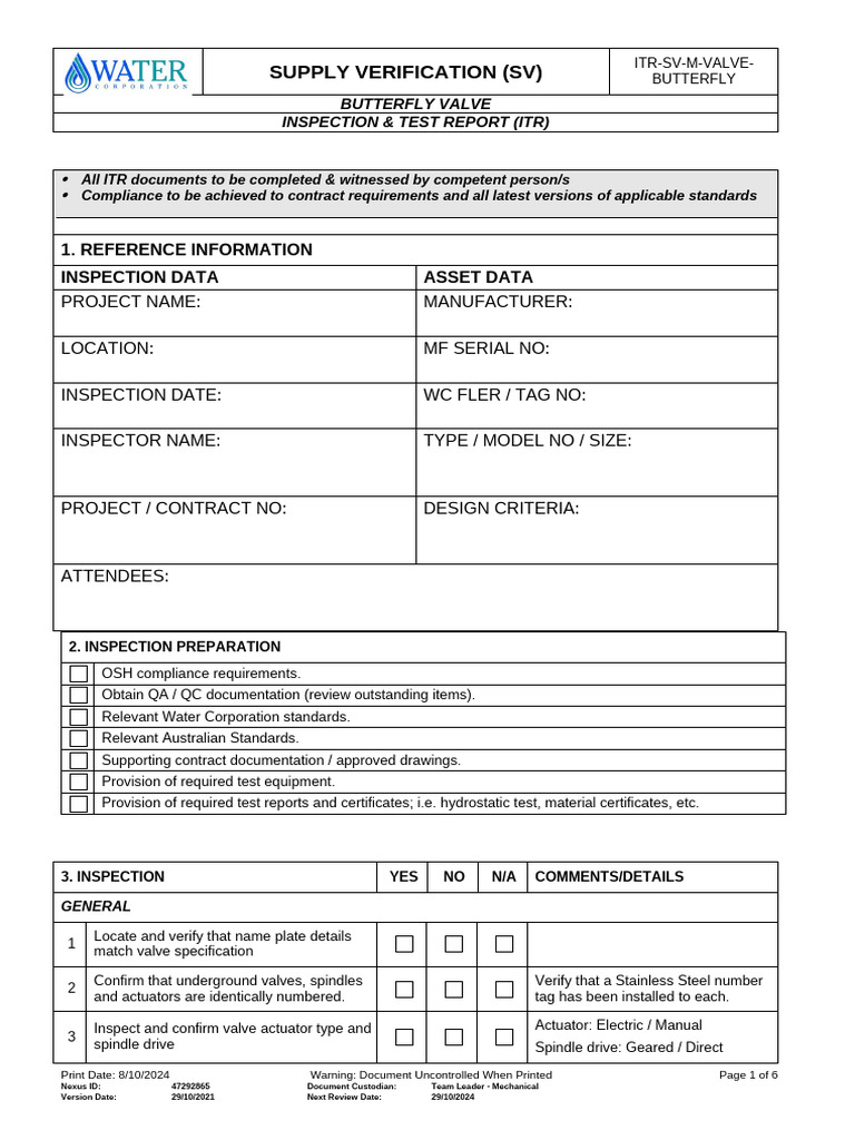 Inspection and Test Reports | PDF