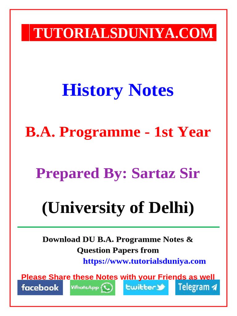 BA Programme History Notes - TutorialsDuniya253 | PDF