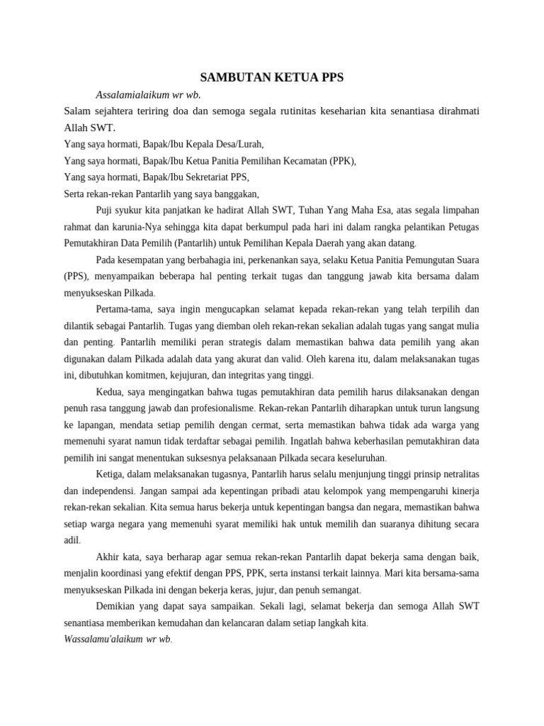 SAMBUTAN KETUA PPS | PDF