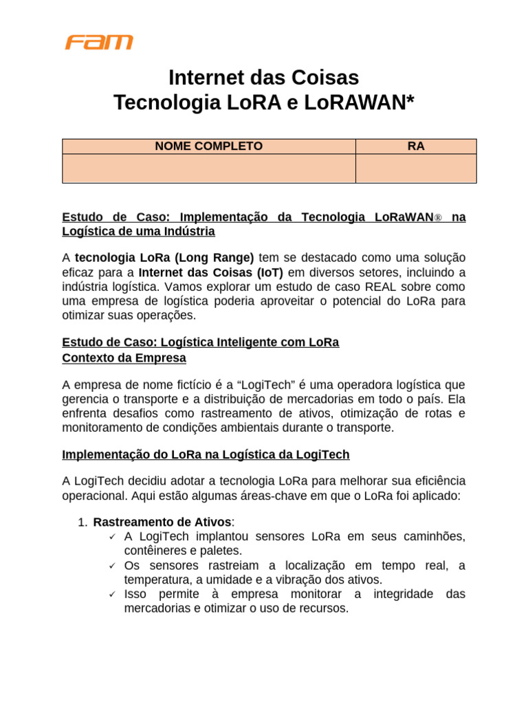 ESTUDO DE CASO_Aula 3 - IoT_LoRA | PDF