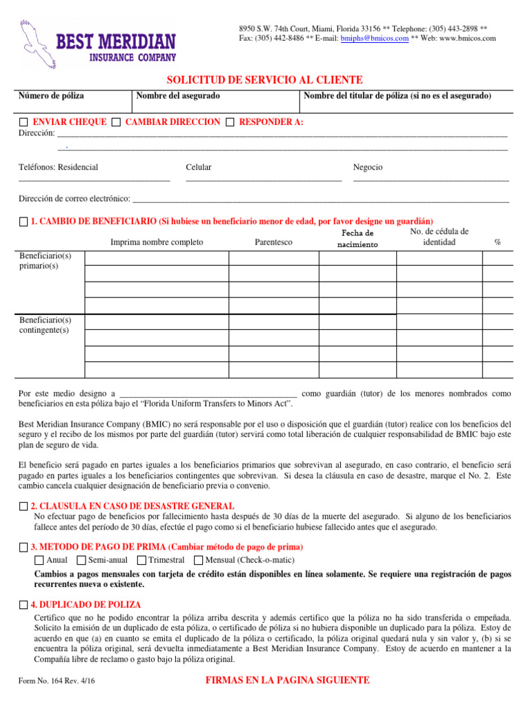 Formulario para Cambio Bmi Ii | PDF