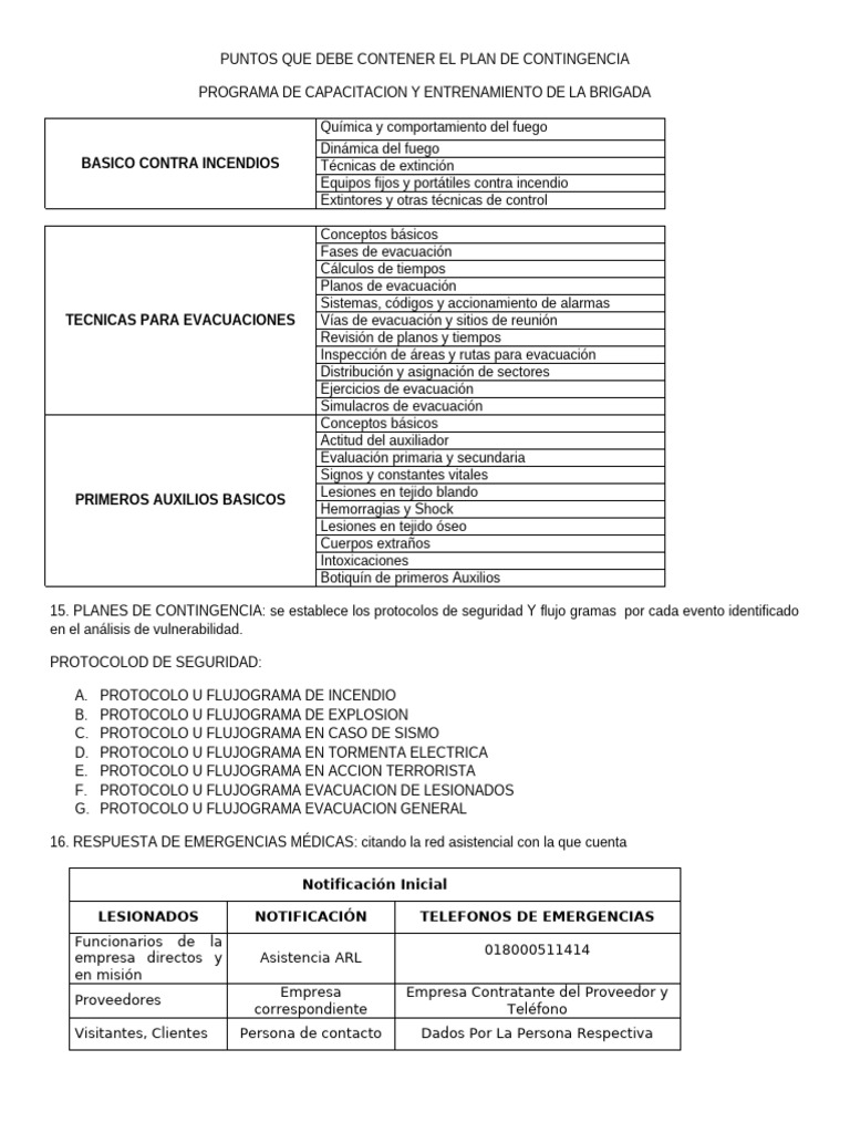 Puntos Que Debe Contener El Plan de Contingencia | PDF