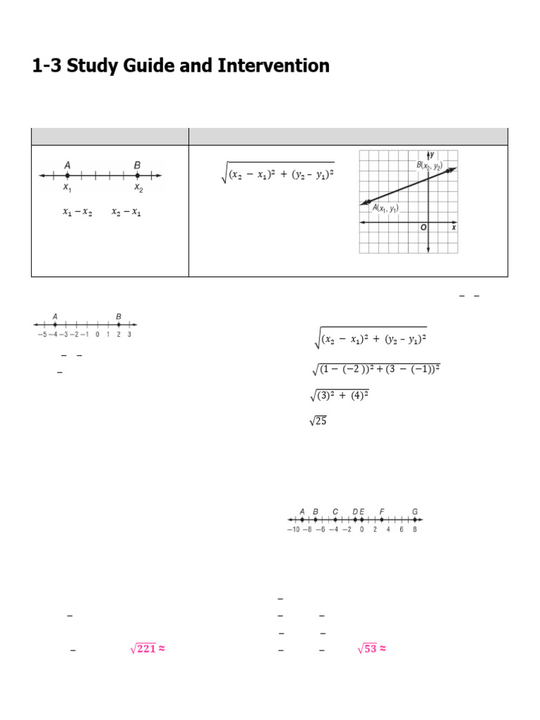 1-3 Study Guide and Intervention Answers | PDF
