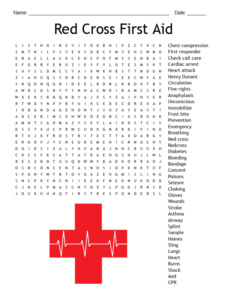 Red - Cross - First - Aid - Word Search | PDF