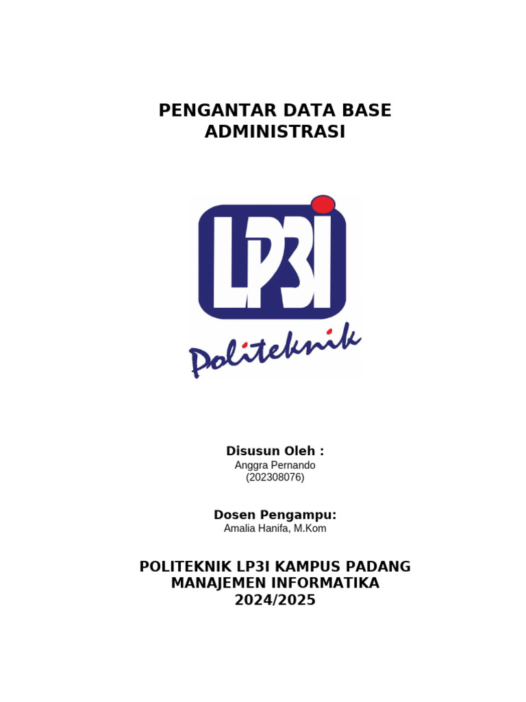 PENGANTAR DATA BASE ADMINISTRASI Anggra | PDF