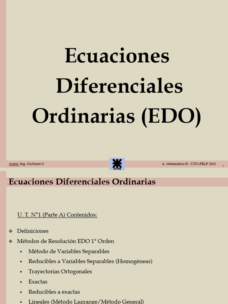 1-Ecuaciones Diferenciales Ordinarias | PDF
