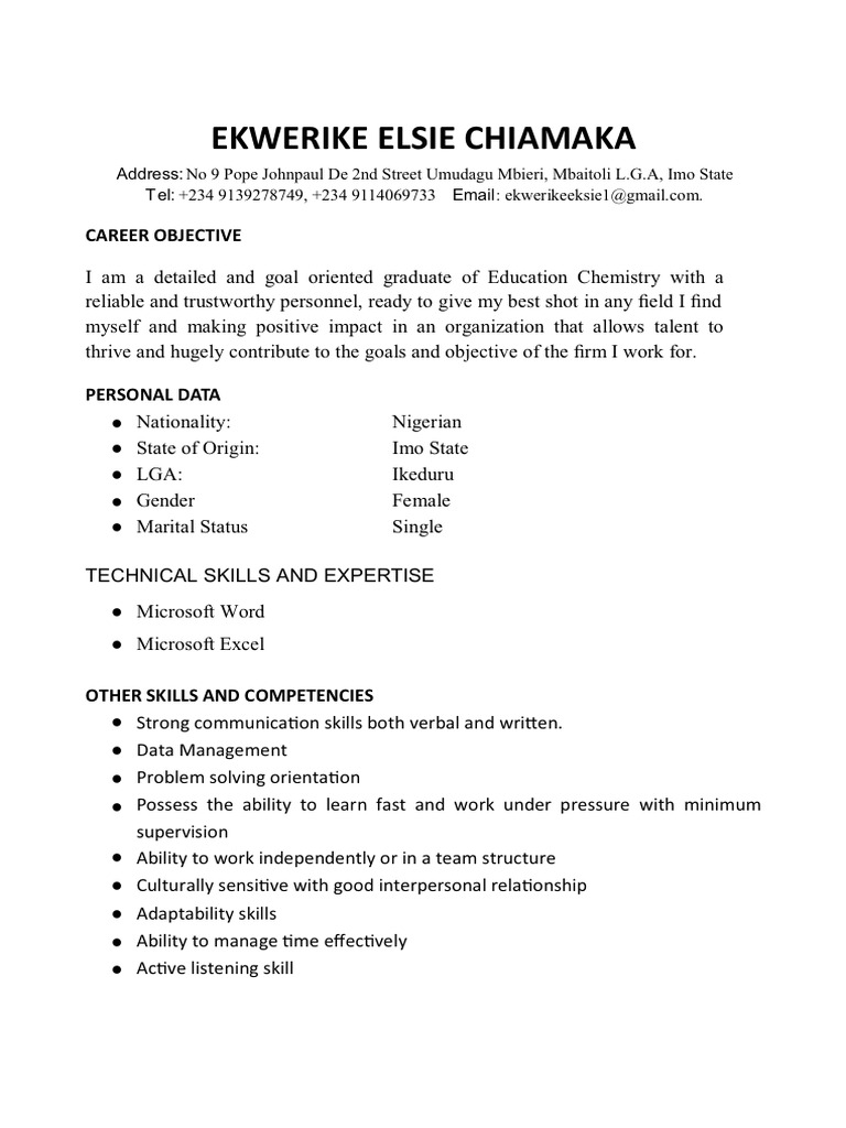 Chidinma CV | PDF