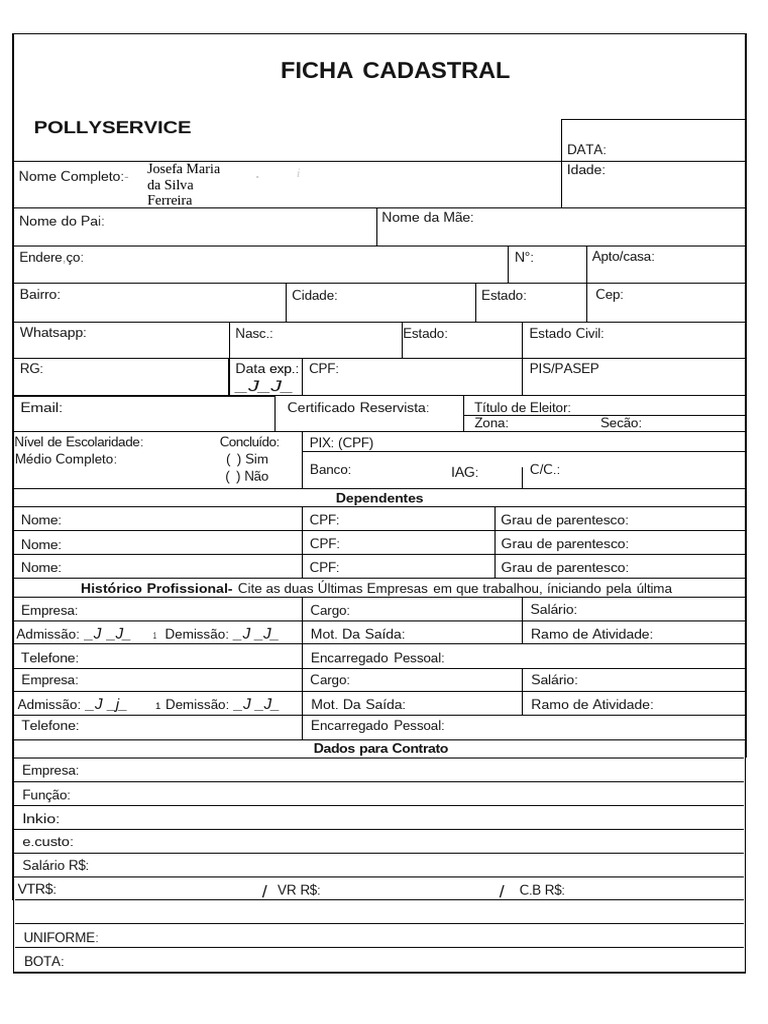 Ficha Cadastral | PDF