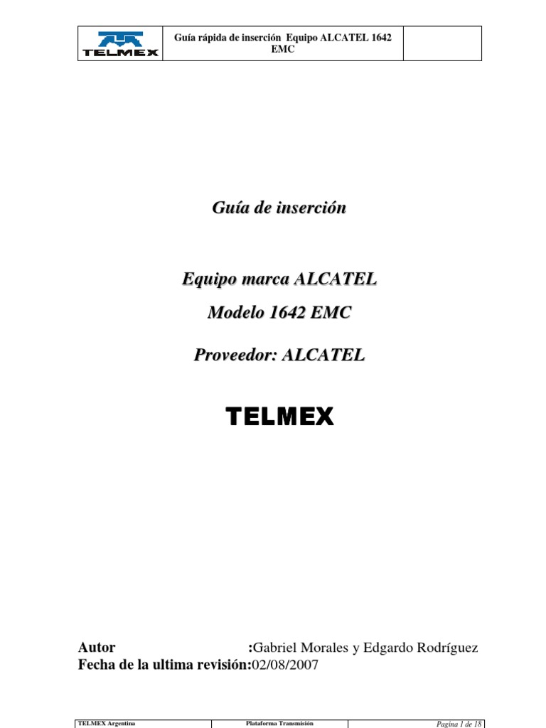 Guía Inserción ALCATEL 1642 EMC | PDF | Arquitectura de internet ...