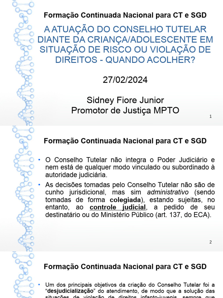 Slides Formação Continuada Nacional para CT e SGD - CT Quando Acolher | PDF