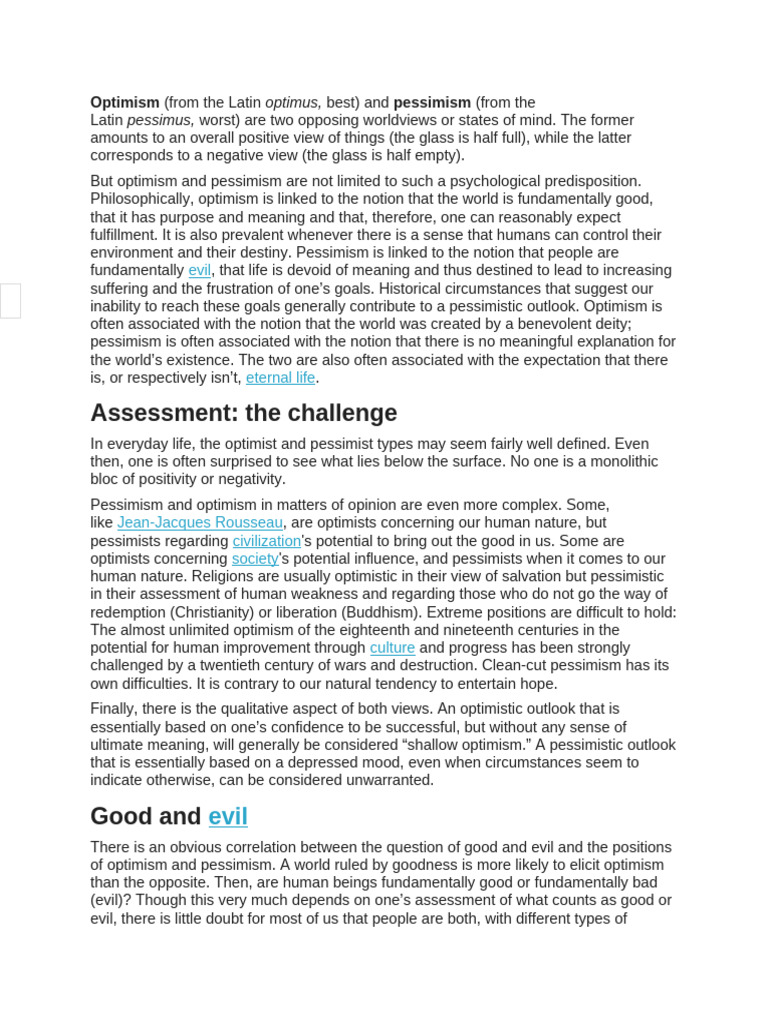 Optimism 1 | PDF